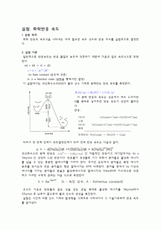 일반화학 실험 - 화학반응속도