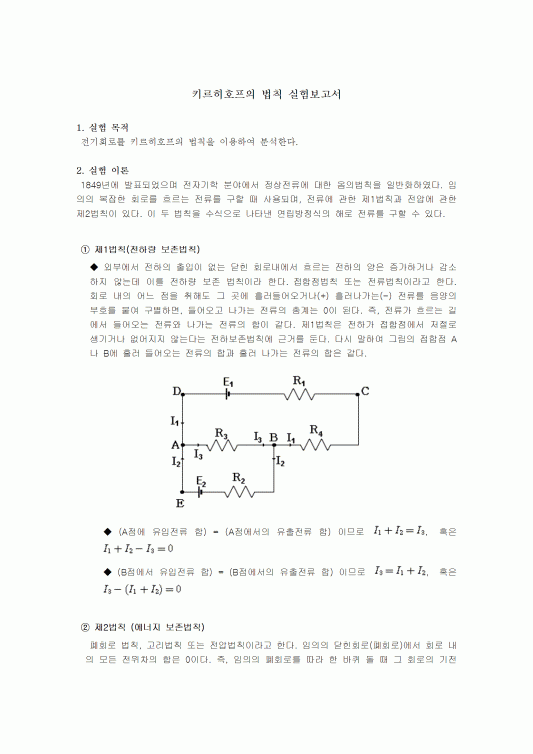 키르히호프의 법칙 실험보고서