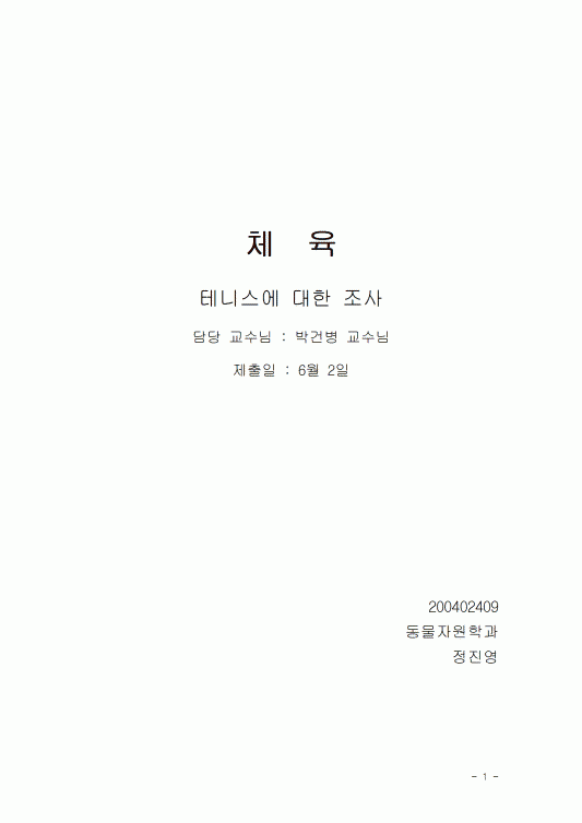 [독후감/서평/요약] 테니스에 대하여