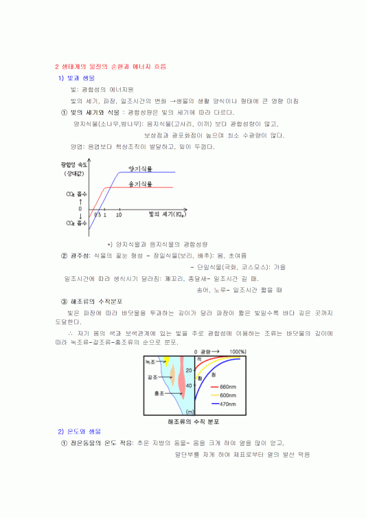 생태계 내 물질순환 및 에너지 흐름