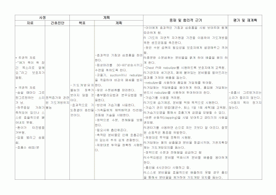 폐렴 간호 진단