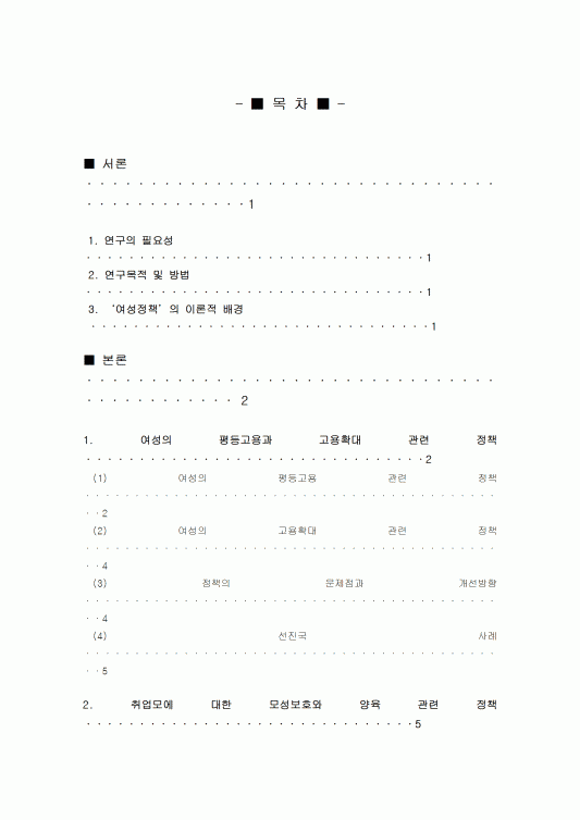 여성관련정책조사