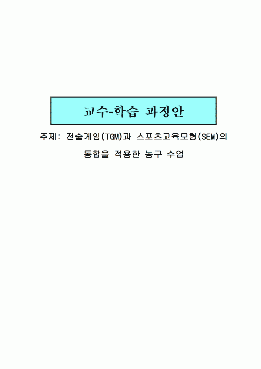 농구 스포츠교육모형 지도안