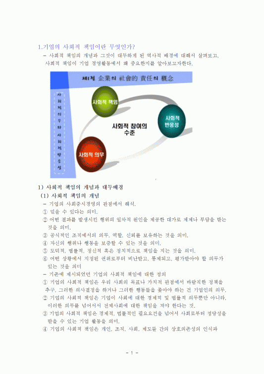 [기업과사회] 기업의 사회적 책임(개념, 기본원리, 논쟁, 수행원칙 등..)