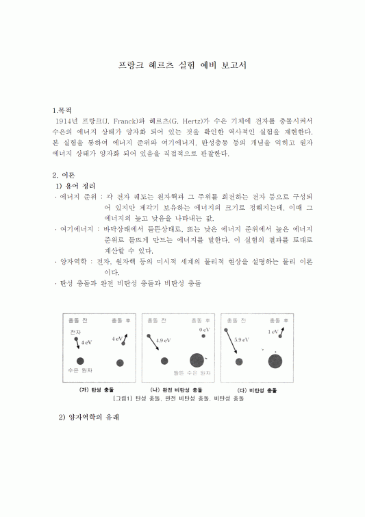 프랑크 헤르츠 실험 예비 보고서