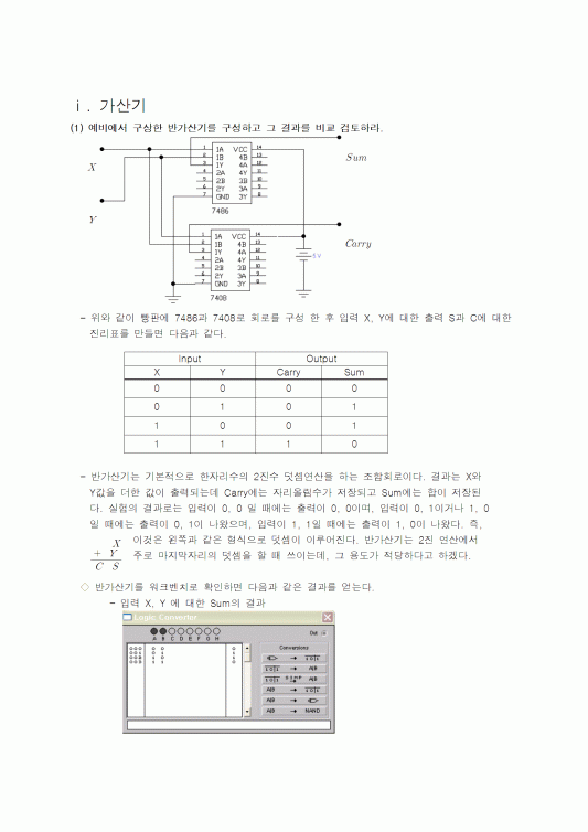 [A+ 결과] 논리회로 실험 가산기 , 반가산기, 감산기, 디코더 , 카운터[사진 및 파형 모두첨부]