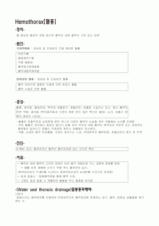 Hemothorax(혈흉) case 자료