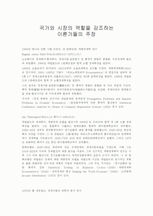 국가와 시장의 역할을 강조하는 이론가들의 주장