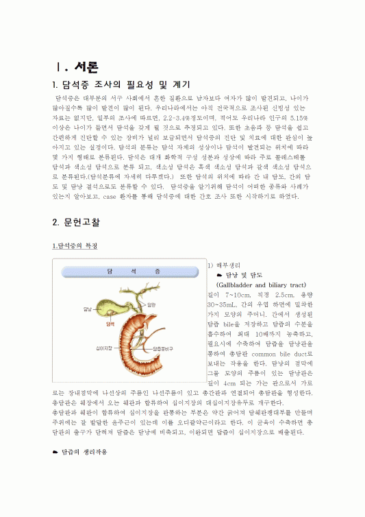 담석증 대상자의 간호사례연구