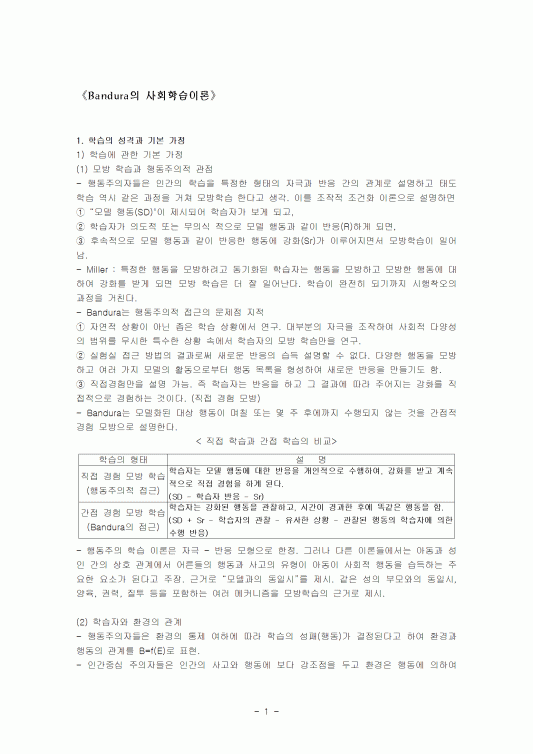 강화에 대한 행동주의 입장과 반두라의이론을 비교 반두라의 이론 행동주의의 이론 인지주의 bandura 스키너 행동주의  스키너와 반두라의 비교