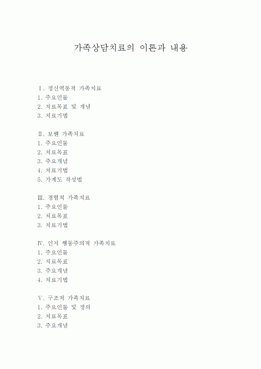 가족상담치료의 이론과 내용