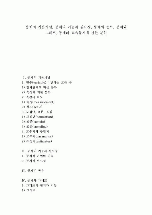 [통계][통계기법][통계의 기본개념][통계의 기능][통계의 필요성][통계의 종류][통계와 그래프][통계와 교육통계]통계의 기본개념, 통계의 기능, 통계의 필요성, 통계의 종류, 통계와 그래프, 통계와 교육통계 분석