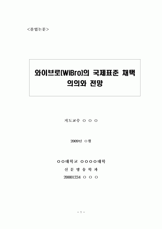 와이브로(WiBro)의 국제표준 채택 의의와 전망