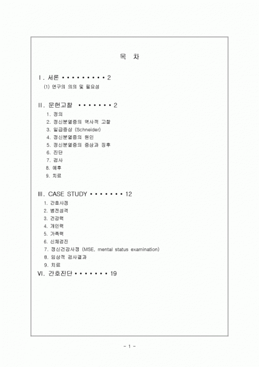 정신과 케이스, 문헌고찰, 간호과정