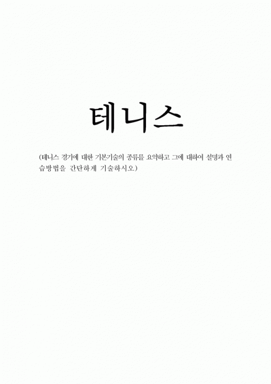 테니스 경기 기본기술의 종류와 설명과 연습방법