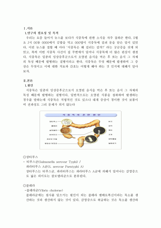 미생물감염이 우리 인체에 미치는 영향 (식중독)