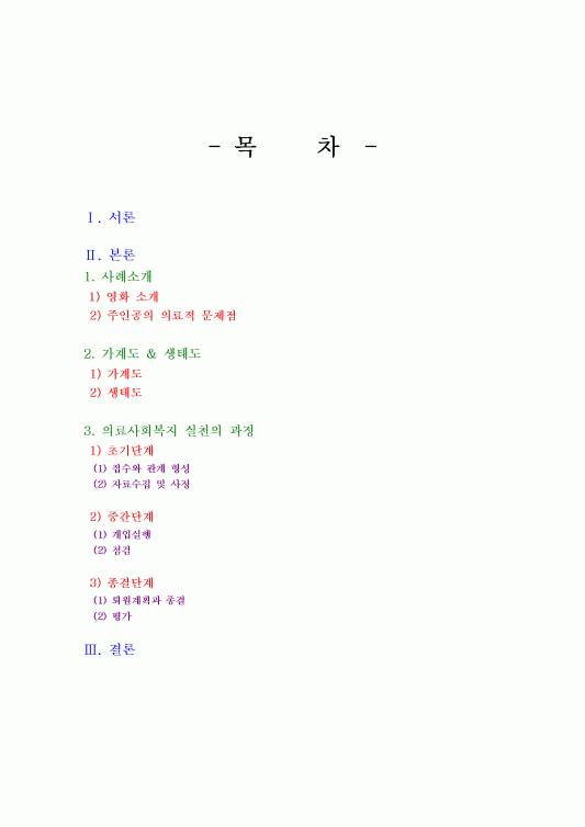 [의료사회복지론] 의료에 관련한 영화를 보고 의료사회복지사로서 사정하여 보자.