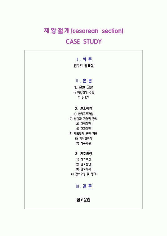 [모성간호학] 제왕절개(c-sec) 케이스 스터디