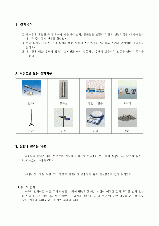 용수철의 단조화 운동 결과 레포트