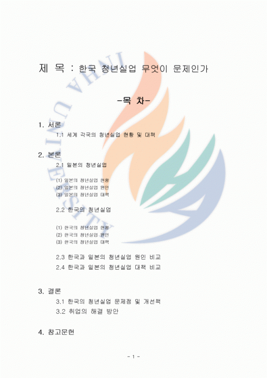 한국의 청년실업 문제점 및 개선책