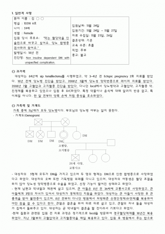 당뇨 case 간호과정 간호진단