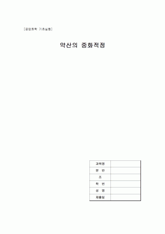 약산의 중화적정 결과레포트