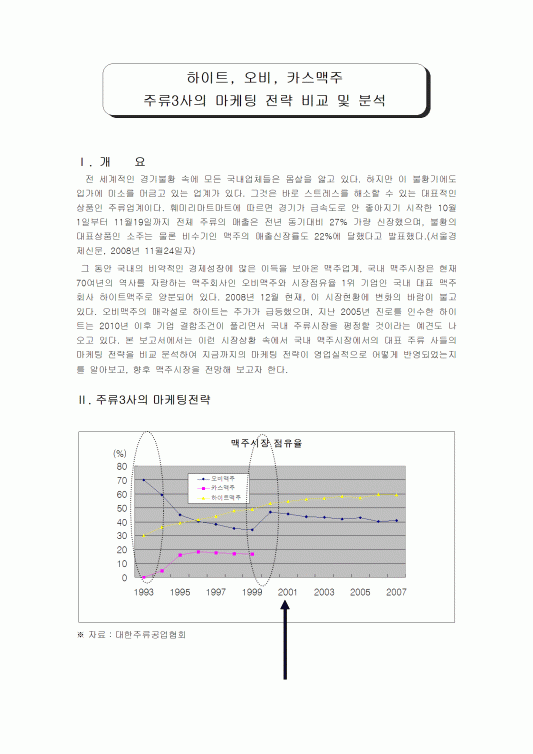 [마케팅] 하이트, 오비, 카스맥주 주류3사의 마케팅 전략 비교 및 분석