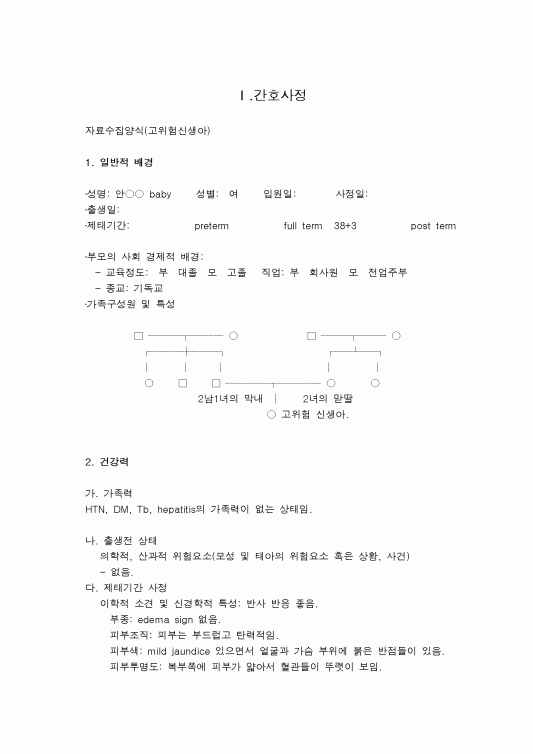 신생아중환자실 케이스