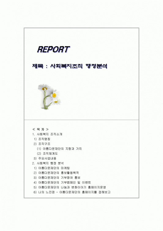 사회복지조직 행정분석 조사