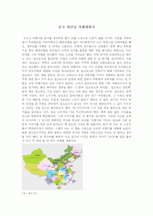 중국 실크로드 감상문과 여행계획