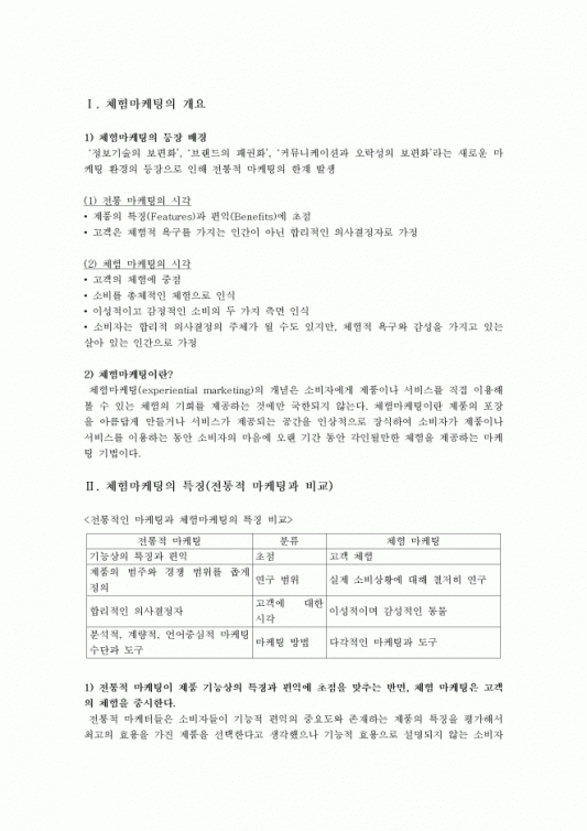 체험마케팅의 개요와 사례