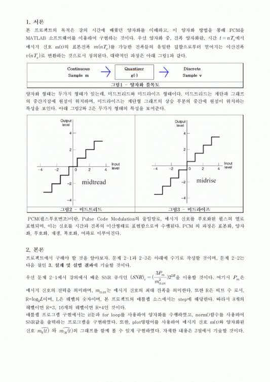 통신시스템 프로젝트 - MATLAB을 이용하여 QAM방식을 통한 PCM 시스템 구현