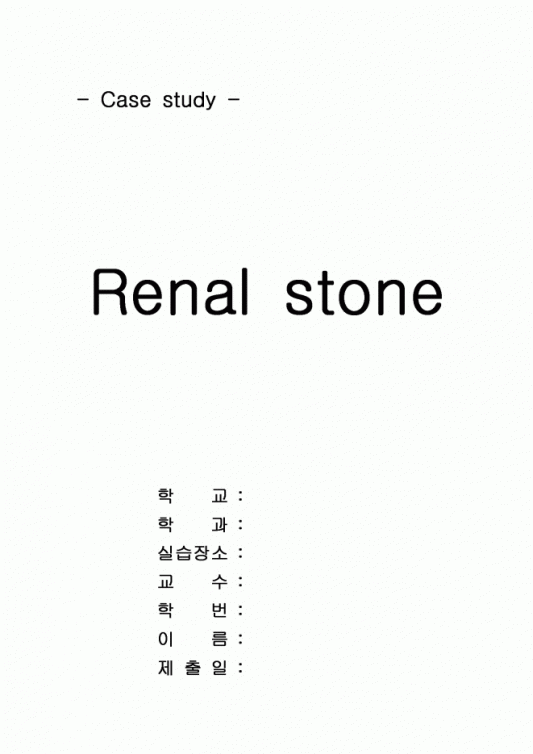 신장결석 케이스 (Renal stone)