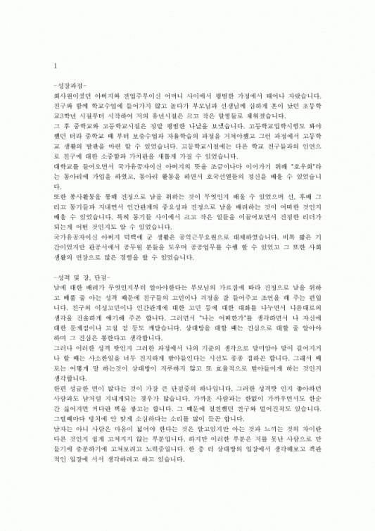 대기업 최종 합격자의 자기소개서 (자소서)