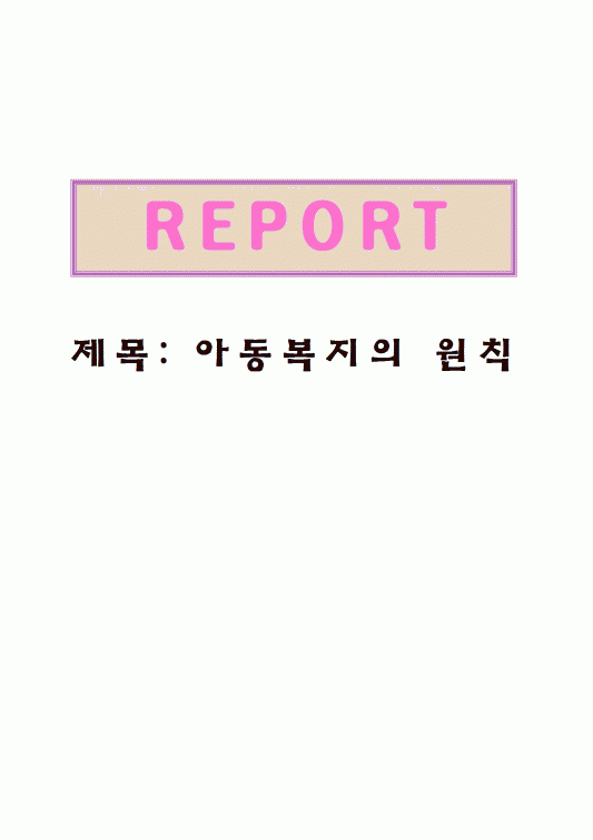 아동복지의 원칙 과제자료 레포트자료