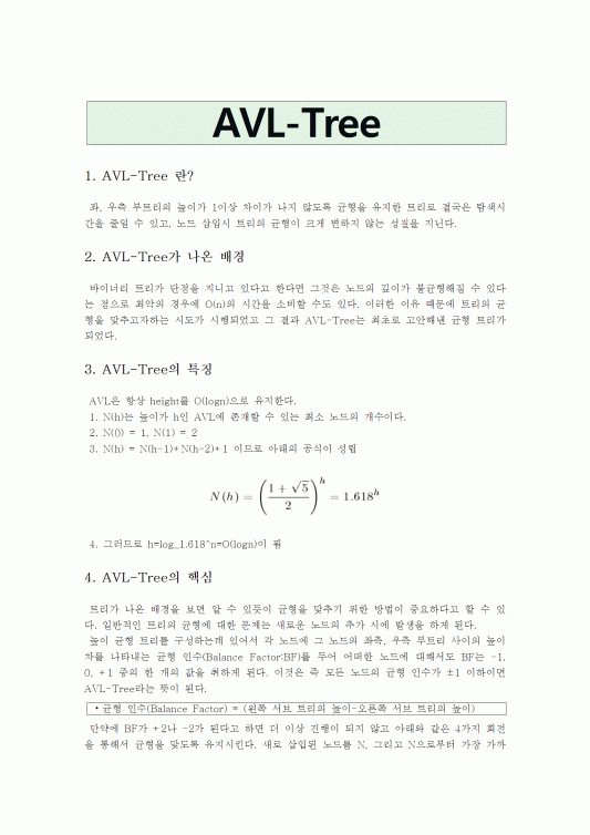 알고리즘 AVL Tree(AVL 트리)