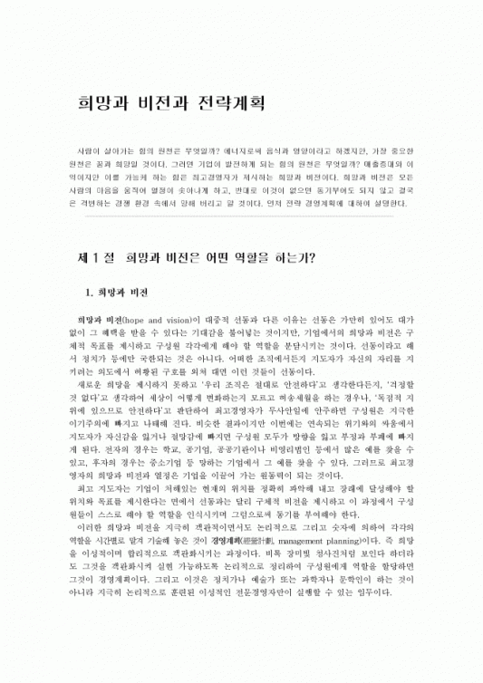 희망과 비전과 전략계획