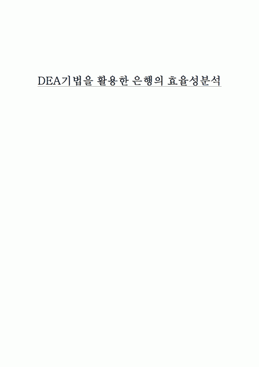 [경영과학A+] DEA기법을 활용한 은행의 효율성 분석