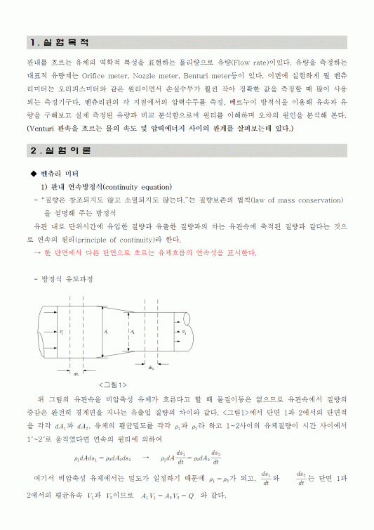 벤츄리관 실험 레포트