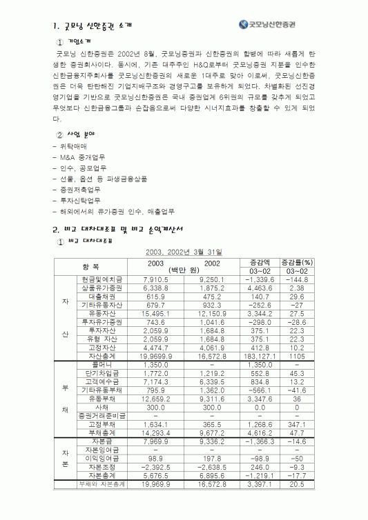 신한증권 재무재표분석