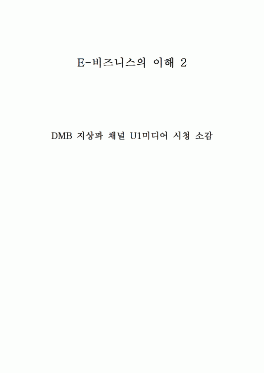 e-비지니스의이해 : DMB 사용후기