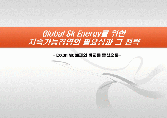 SK에너지 지속가능경영의 필요성과 전략