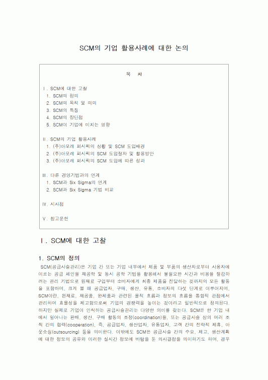 SCM의 기업 활용사례에 대한 논의