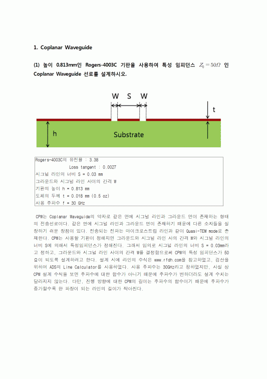 Coplanar Waveguide/ SIW