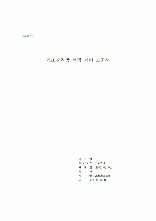 기초물리학 실업 예비 보고서