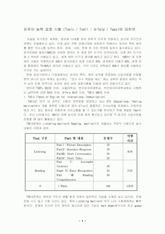 [공부] 토익 토플 텝스