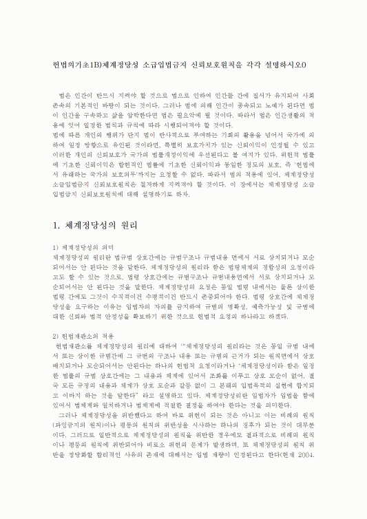 헌법의기초1B)체계정당성 소급입법금지 신뢰보호원칙을 각각 설명하시오0