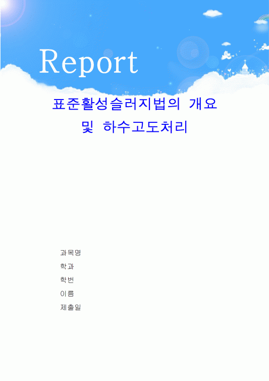 표준활성슬러지법의 개요 및 하수도 고도처리[상하수도공학]