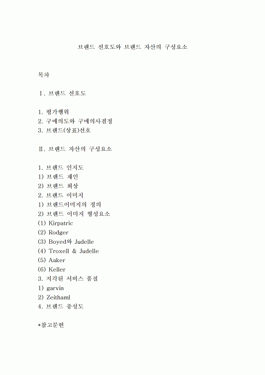 브랜드 선호도와 브랜드 자산의 구성요소