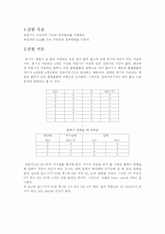 동기식 카운터 예비보고서